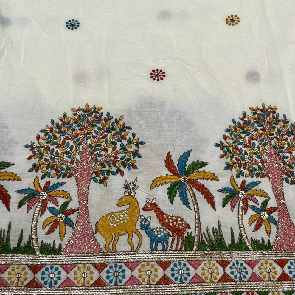 Cottom thread Daman Work (Dear Pattern yellow & red) – Sansa - The ...